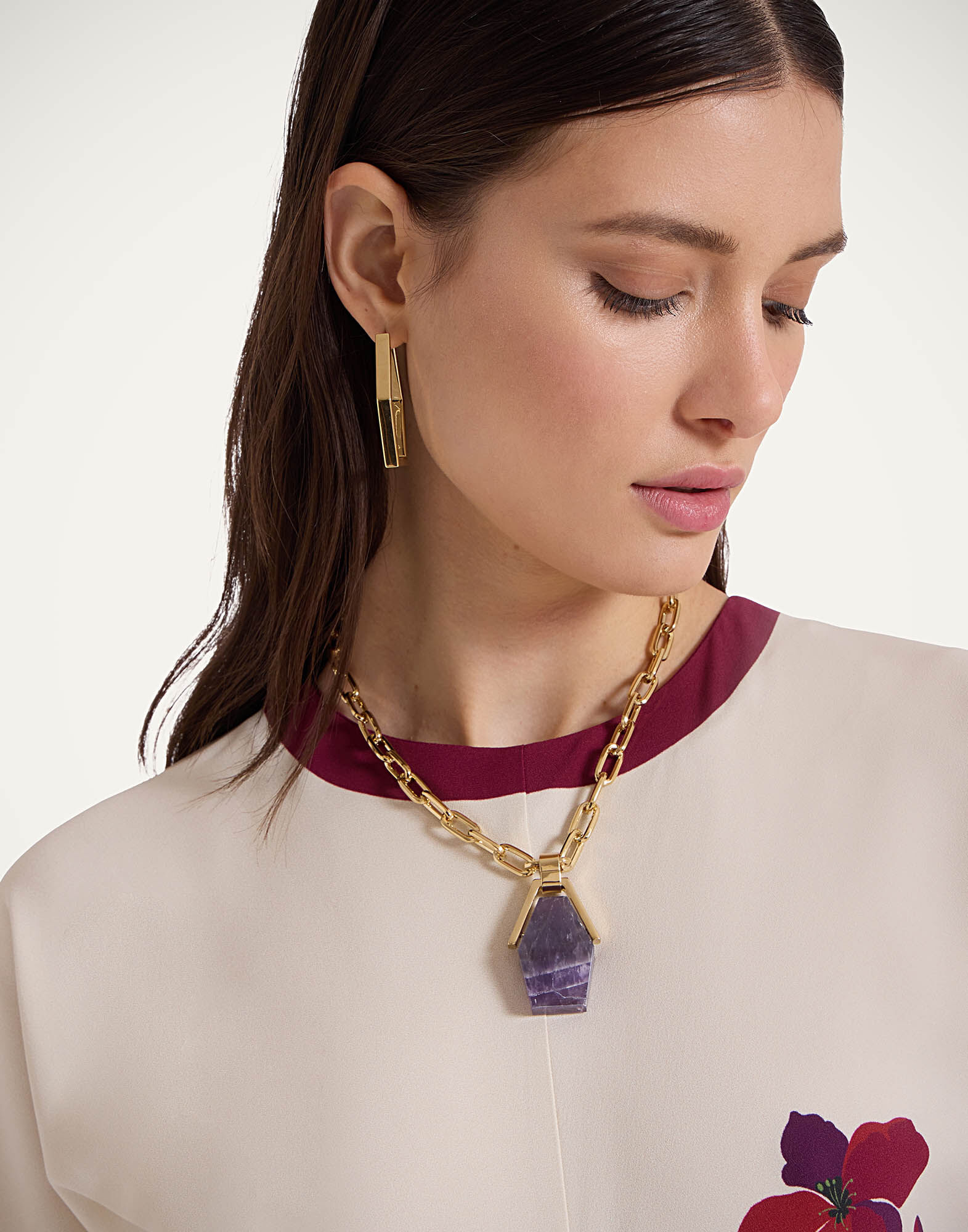 Portal Necklace in 24k Gold Plate & Amethyst for Women | La DoubleJ