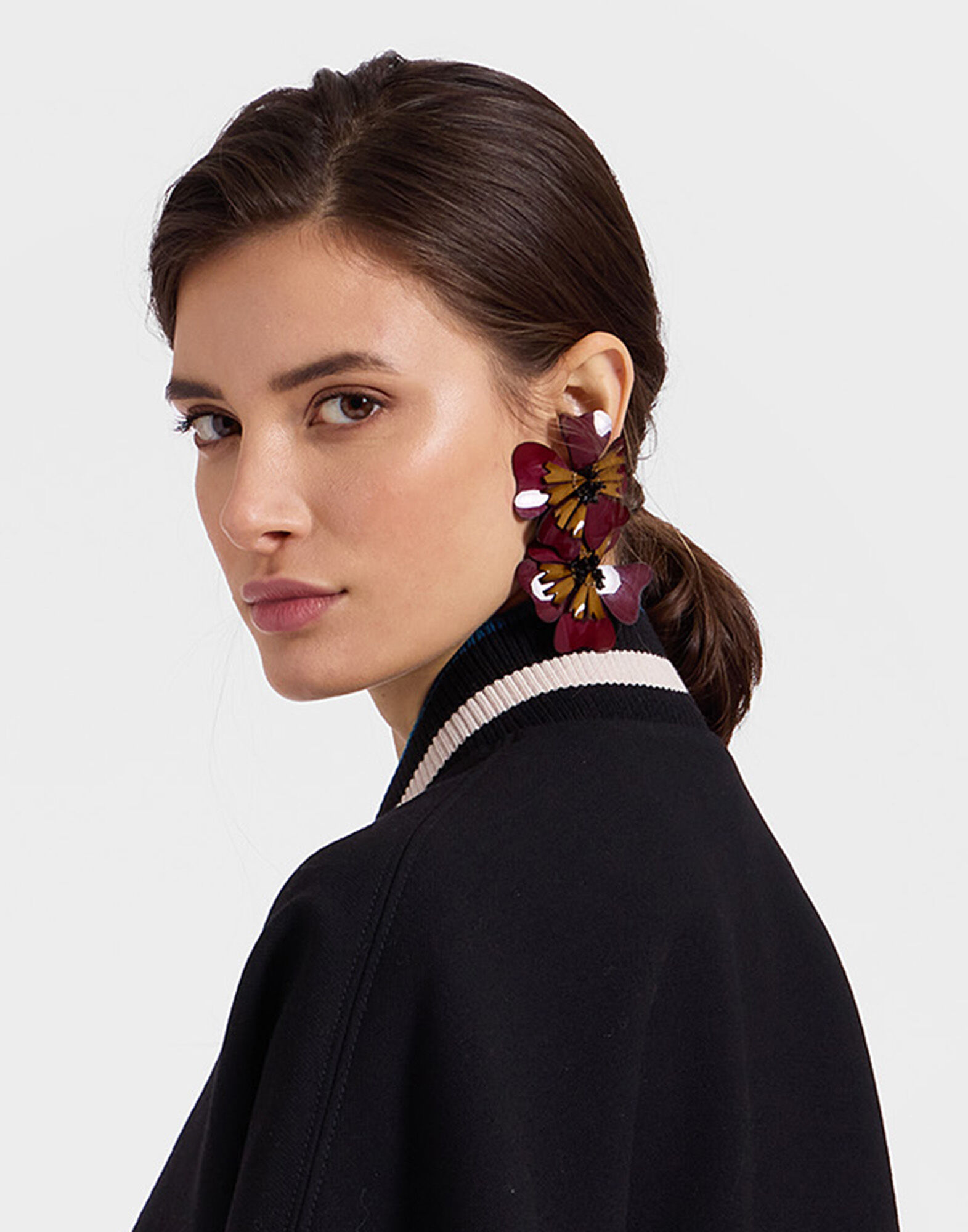 Flora Earrings in Solid Burgundy for Women | La DoubleJ