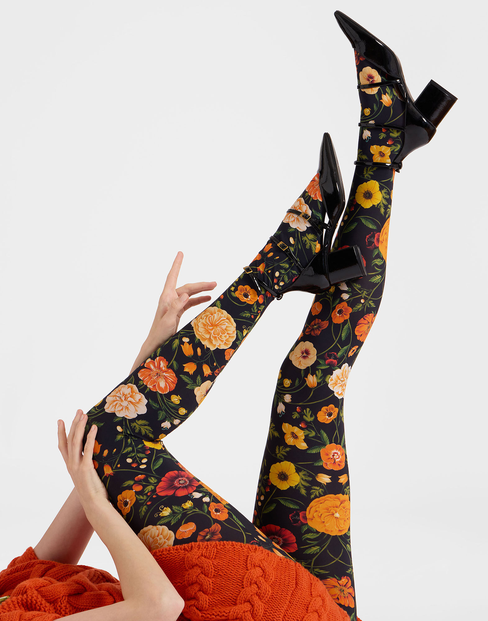 Printed Tights in Botticelli Black for Women | La DoubleJ
