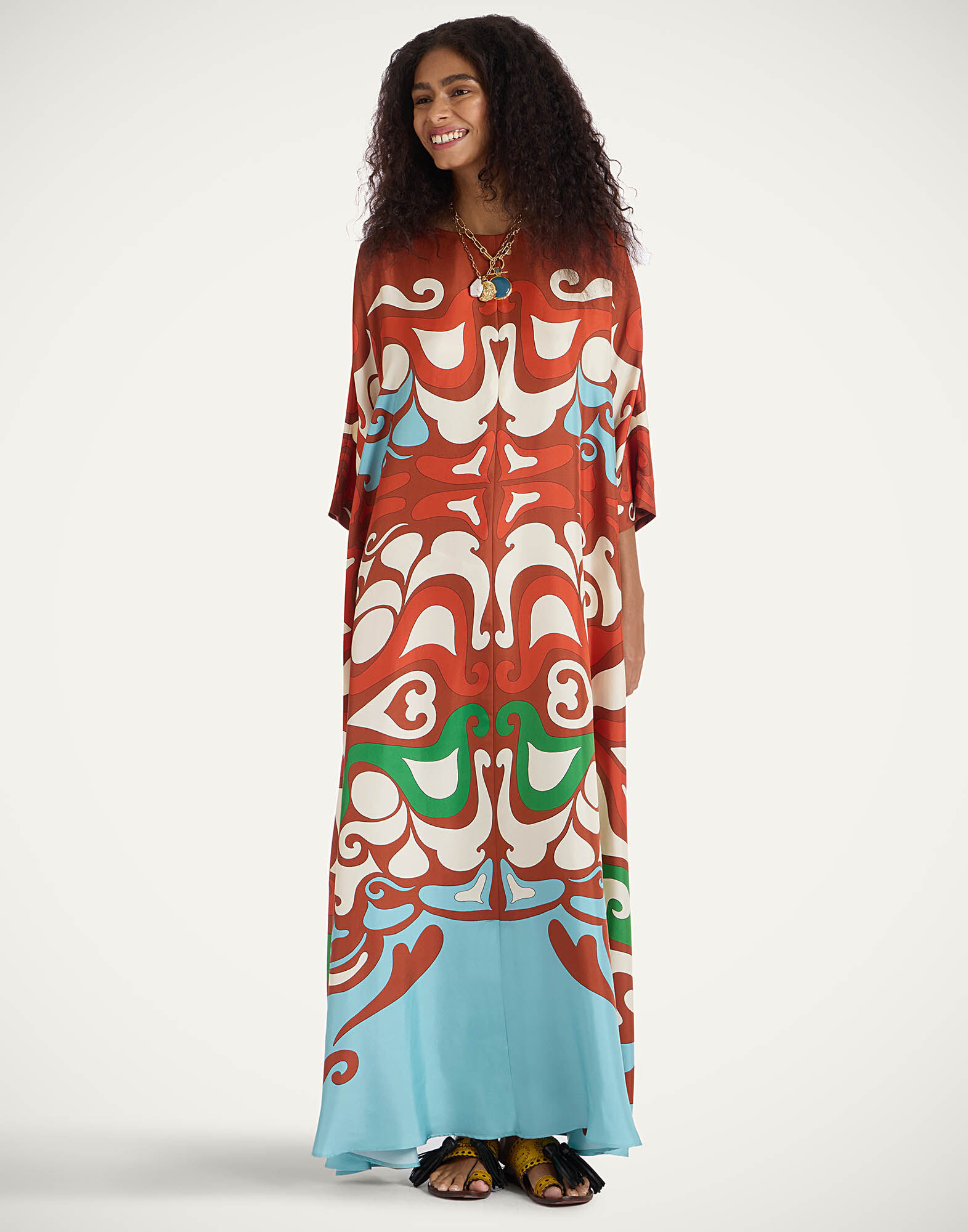 Muumuu Dress Round Neck in Phoenix Placée Light Blue for Women | La DoubleJ