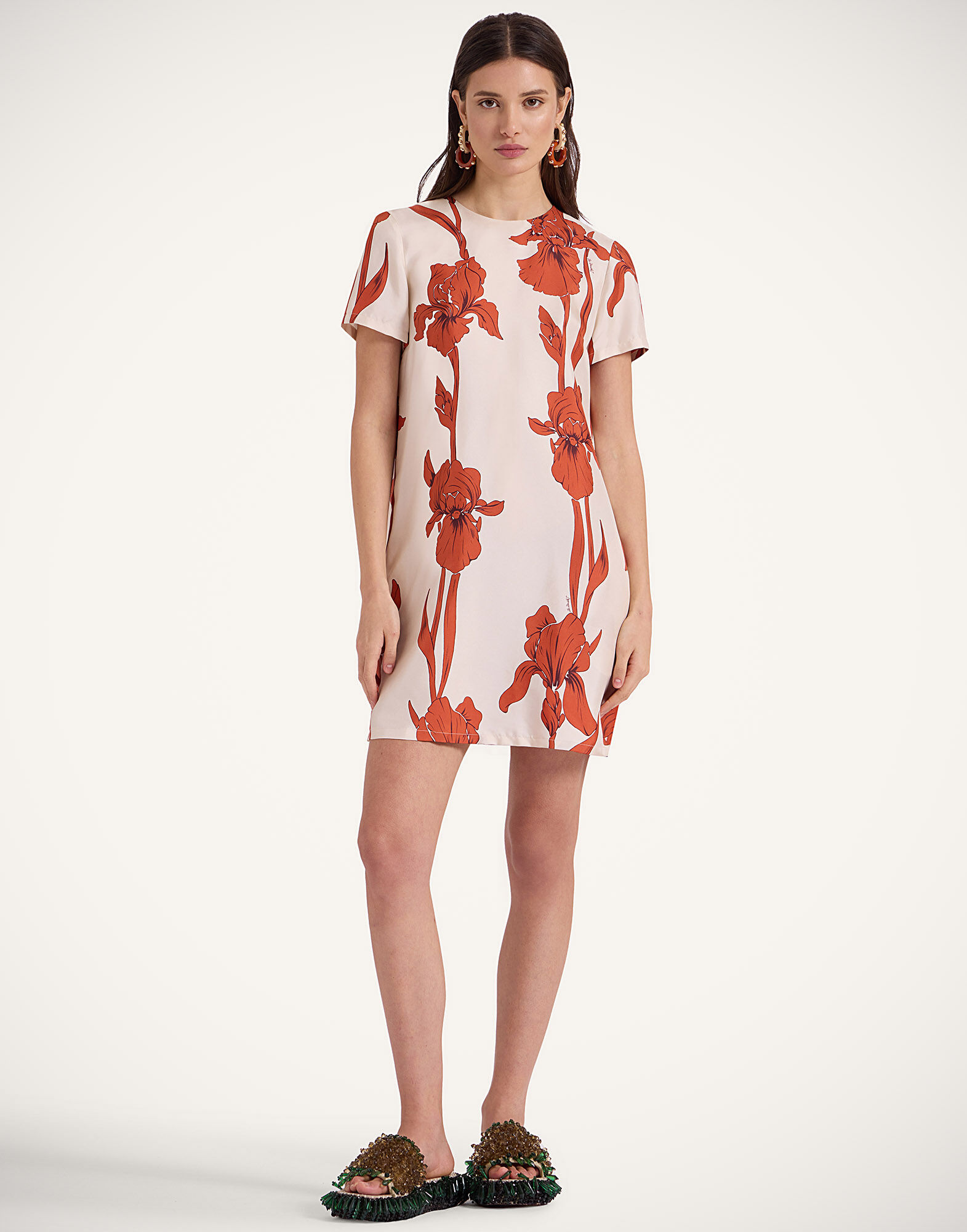 Mini Swing Dress in Iris Dark Orange for Women | La DoubleJ