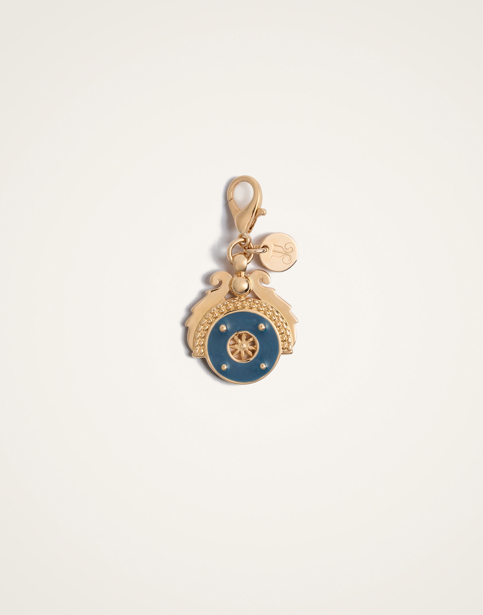 Medallion Charm in 24k Gold Plate & Blue Enamel for Women | La DoubleJ