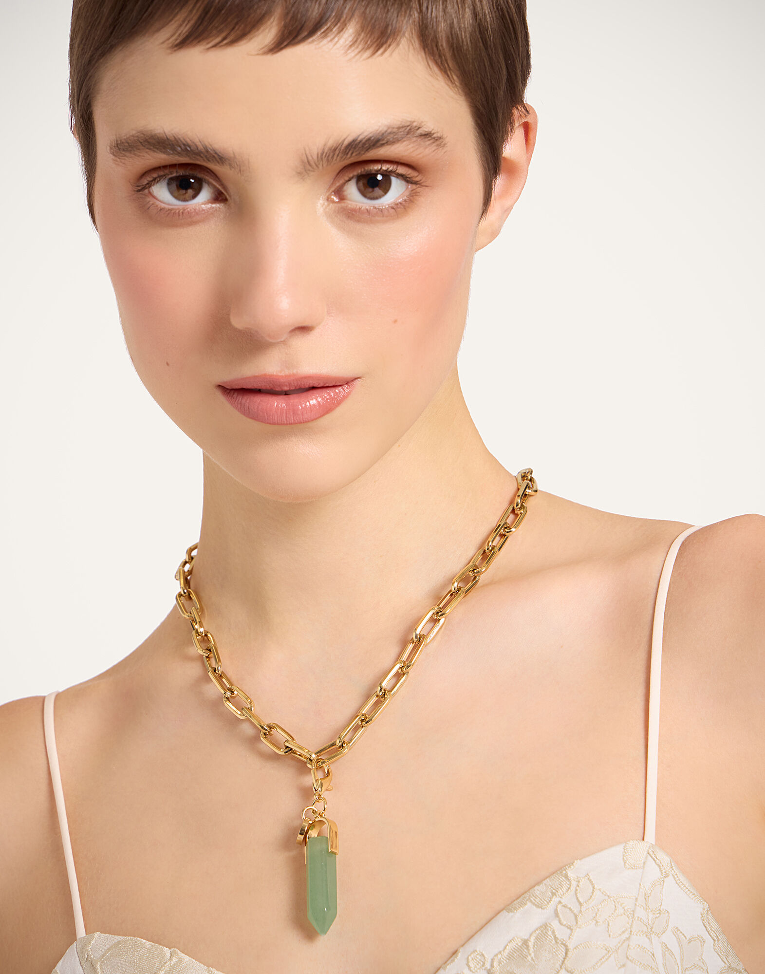 Pillar Charm in 24K Gold Plate & Aventurine for Women | La DoubleJ