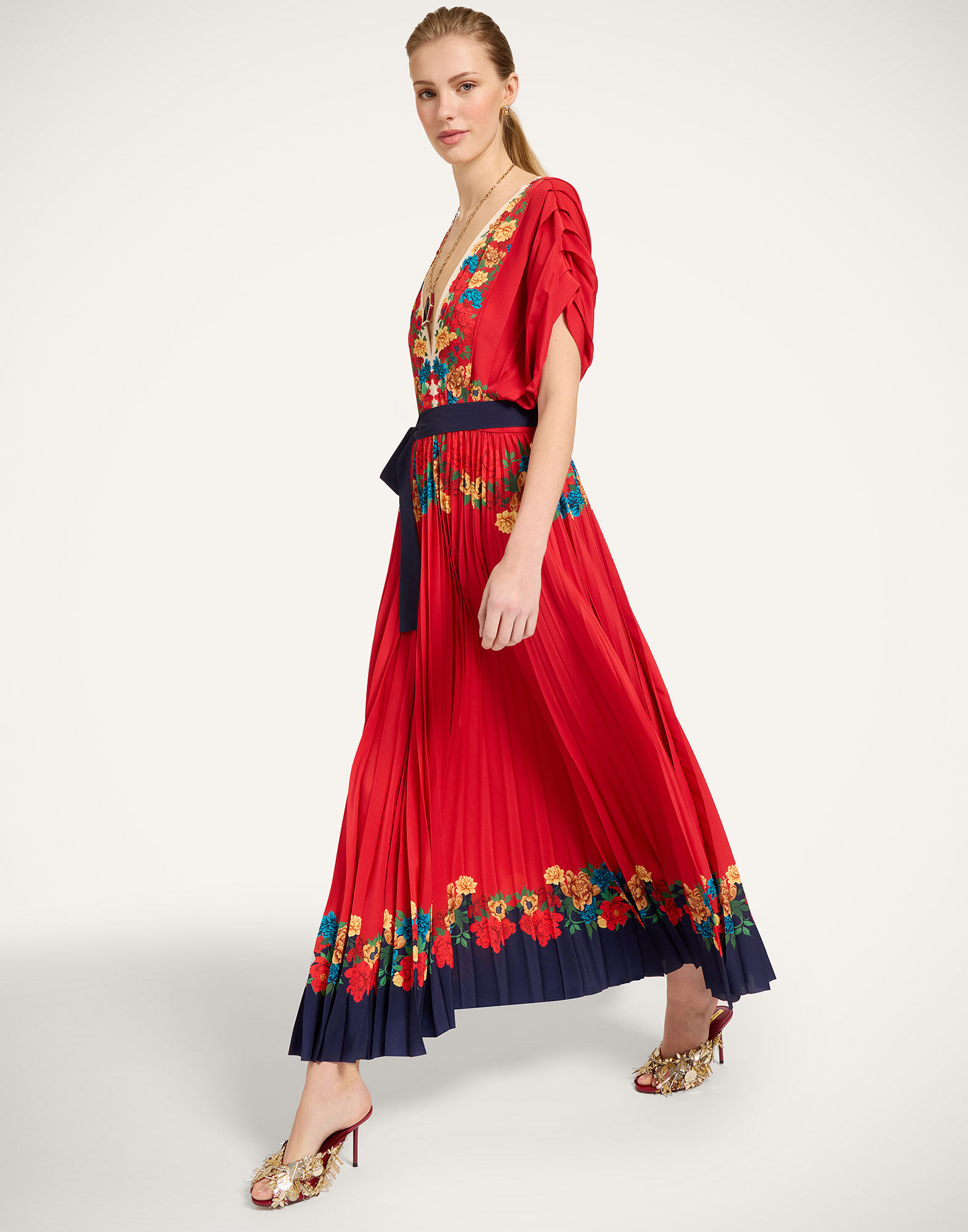 Accordion Dress in Princess Peony Placée Red for Women | La DoubleJ