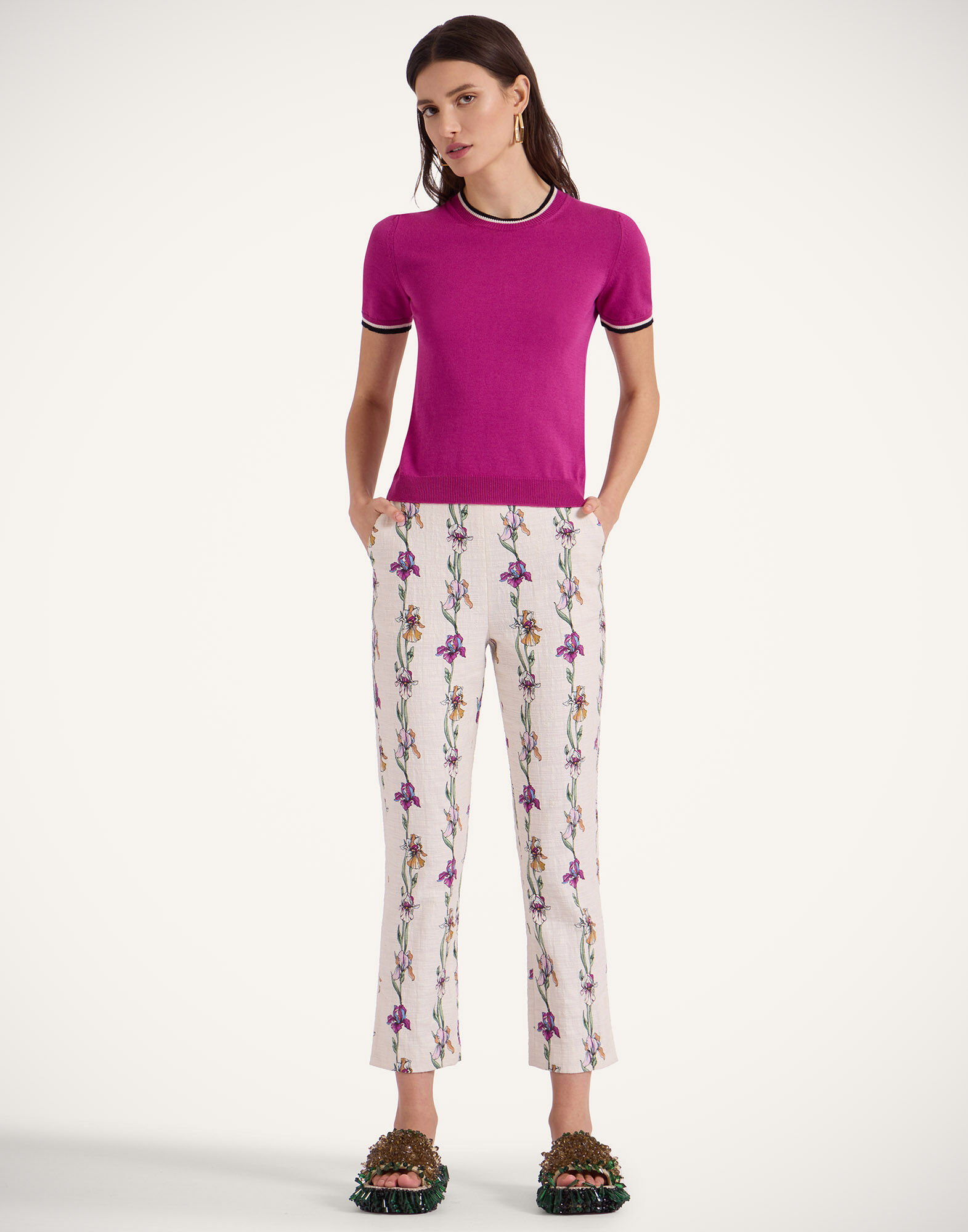 Torero Pants in Mini Iris Ivory for Women | La DoubleJ